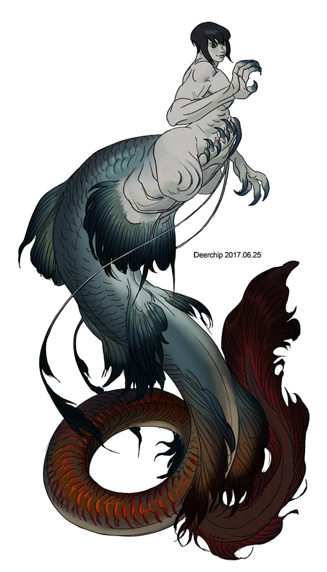 deerchip: “ Merman oc 추후에 좀더 그려보면서 레퍼런스를 짜볼거고 캐릭터성도 어필할거지만 완성 햇다는 것이 ...