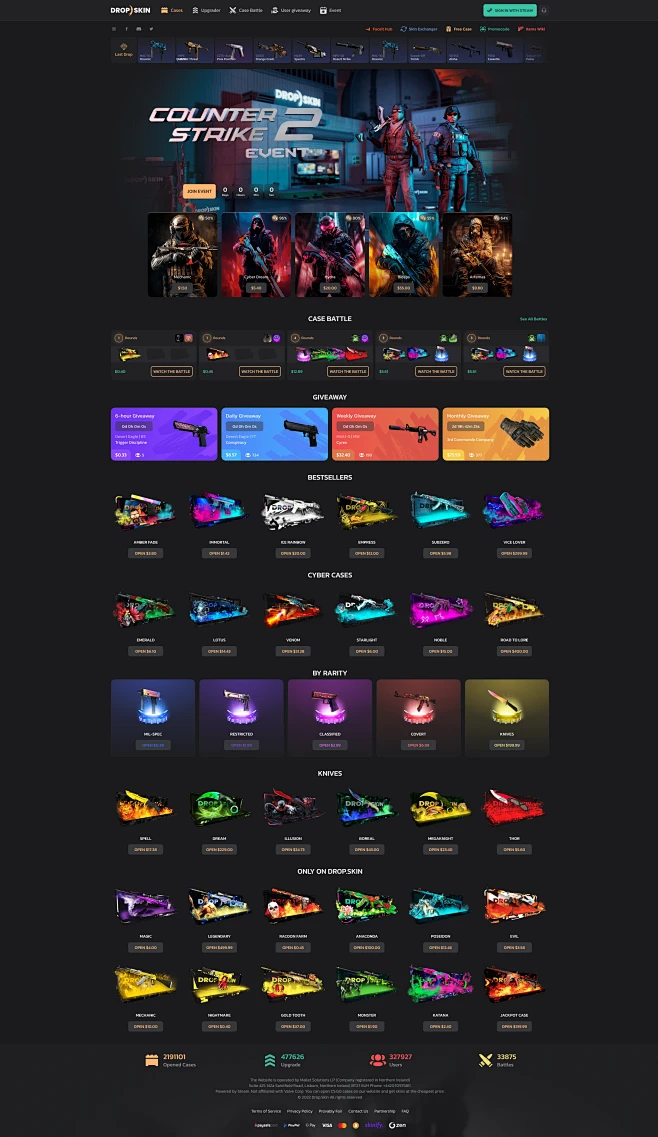 DROP.SKIN - Open CS:GO Cases and Upgrade your Skins-花瓣网