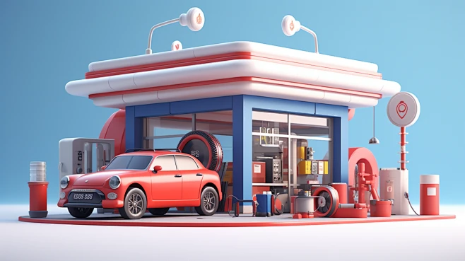 gongxifacai__worker_is_repairing_car_red_Auto_Repair_Convenienc ...