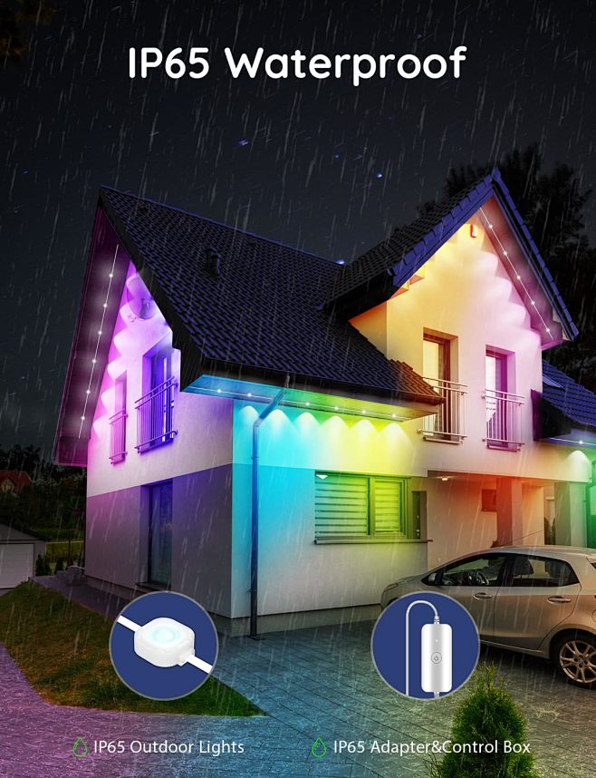 APPECK Permanent Outdoor Lights 100ft, Smart RGB Outdoor Lights with 72 ...