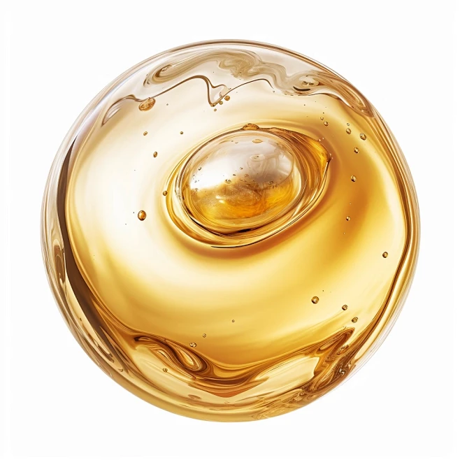A simple gold liquid drop sphere isolated on white, in the style of ...