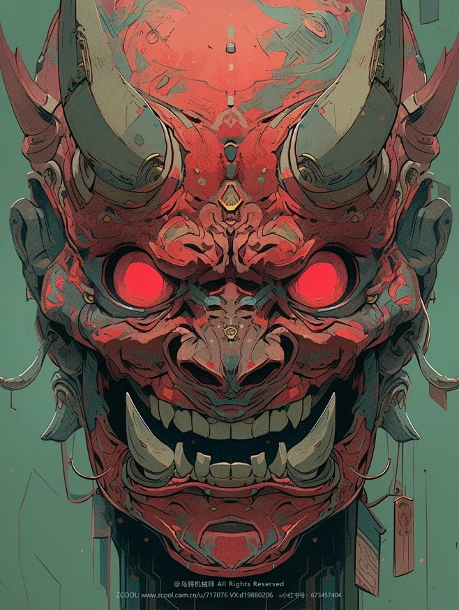Crow880206_highly_detailed_illustration_of_a_Hannya_mask_rich_t ...