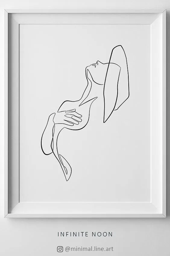 One line figure drawing print, minimalist line art, woman illustration ...