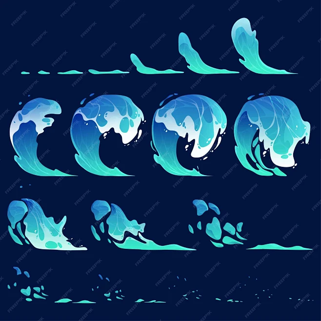 sea or ocean waves and swirl Blue water motion effects flows streams ...