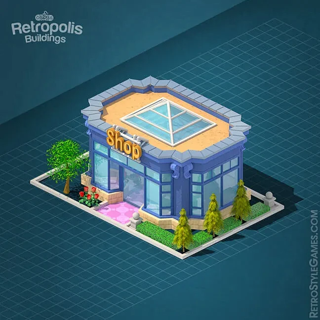 小商店 3D 商店橱窗展示街面-花瓣网