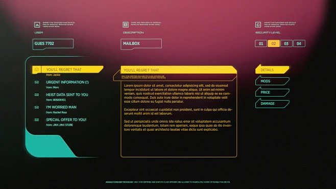 Cyberpunk 2077—User Interface (Part 1) : This is the first part, from ...