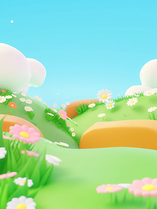 3d blender, fantasy land, in the style of neo-geo minimalism, flower ...