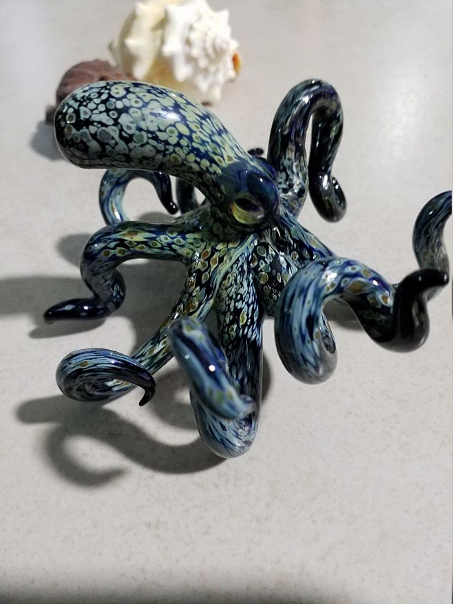 Blown Glass Octopus Sculpture Under the Sea Creature Tentacle Gift for ...