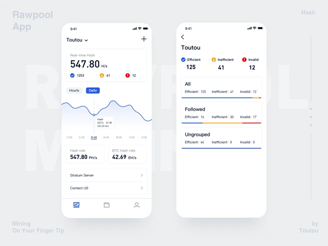 Rawpool App Design app block chain pool ui ux white-花瓣网