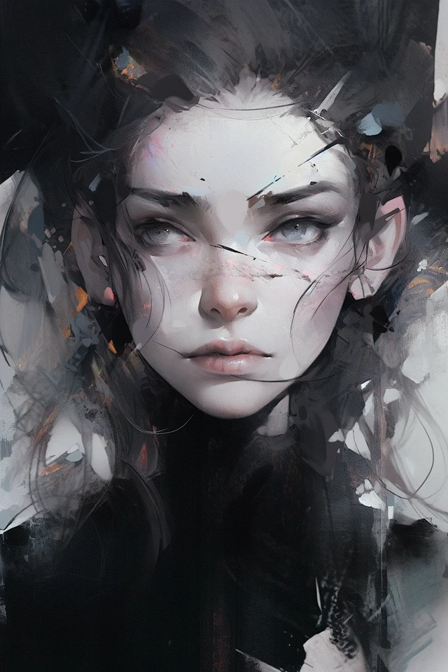 Thick acrylic abstract oil painting illustration, Dolly Kei, face ...