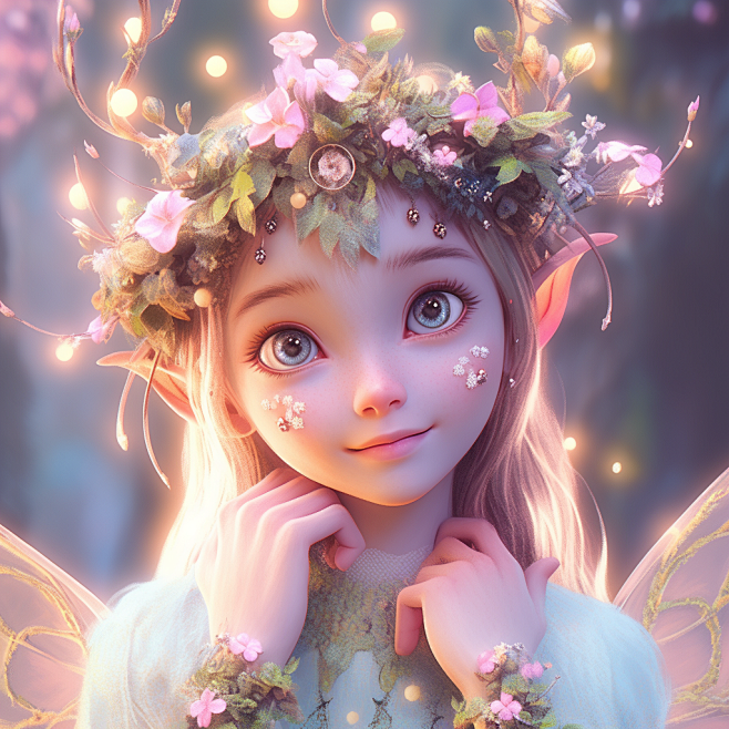 ym1573_Flower_fairy_Big_eyes_Exquisite_features_With_a_wreath_o ...