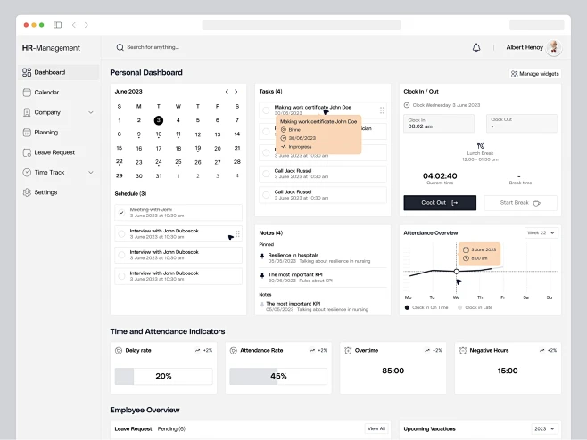 Employee Dashboard - Hr Management Web App Wireframe design in Figma-花瓣网