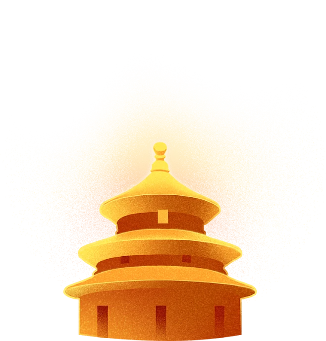 国庆节金红天坛插画 天坛 花瓣网