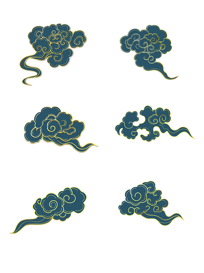 中国古风国潮云纹祥云透明免扣元素