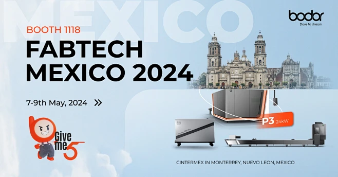 可能是包含下列内容的图片：上面的文字是“BOOTH BOOTH 1118 FABTECH MEXICO 2024 bodor Dare ...