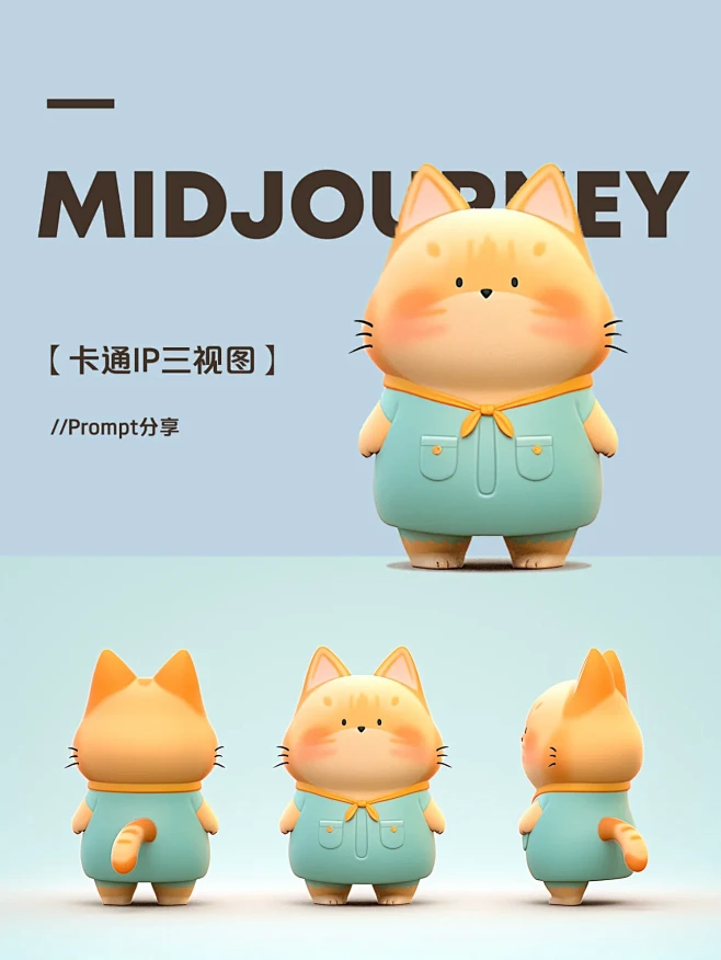 【AIGC】Midjourney卡通IP三视图