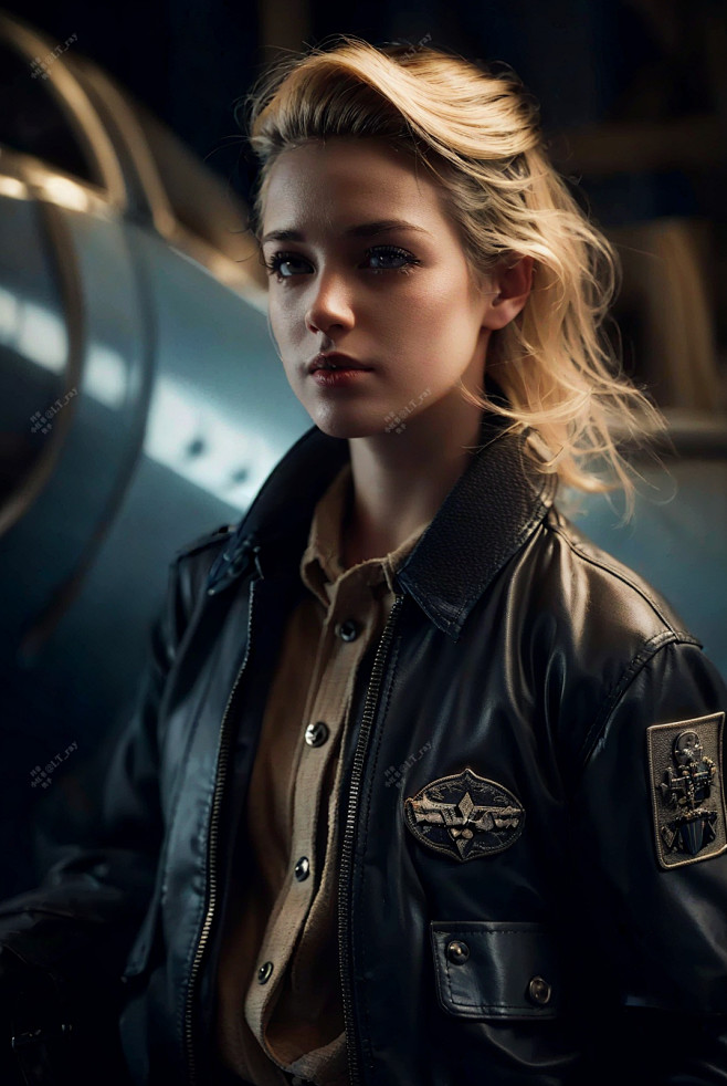 00671-497896704-A female World War II Air Force officer stood in front ...