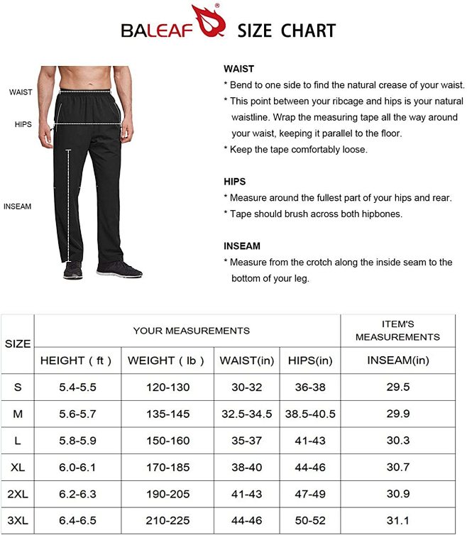 Amazon.com : BALEAF Men's Woven Running Pants Quick Dry UPF 50+ Workout Training Pants Water ...