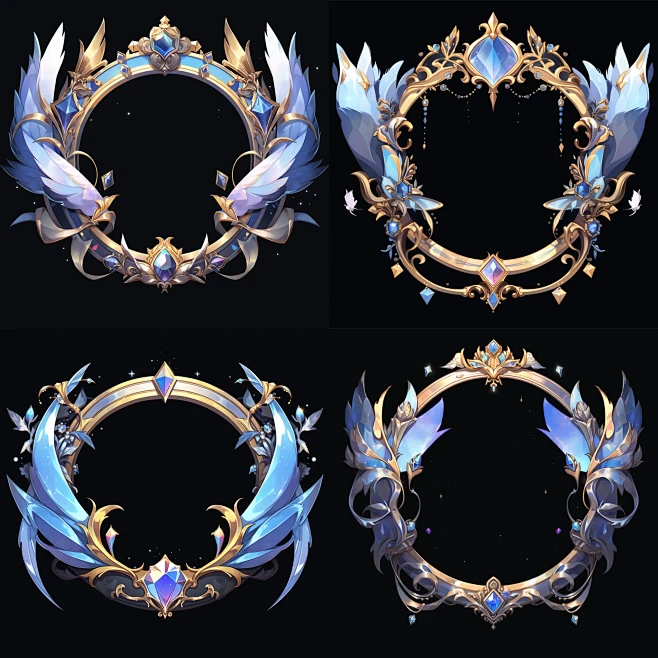 hulei181717_Round_game_avatar_frame_made_of_metal_and_blue_gems ...