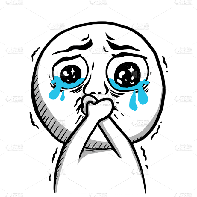 手绘-暴漫表情包贴纸-捂嘴素材-花瓣网