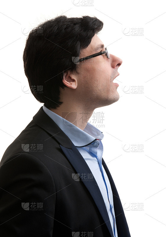 男商人,向上看,青年人,垂直画幅,侧面像,套装,白人,男性,仅男人,仅成年人