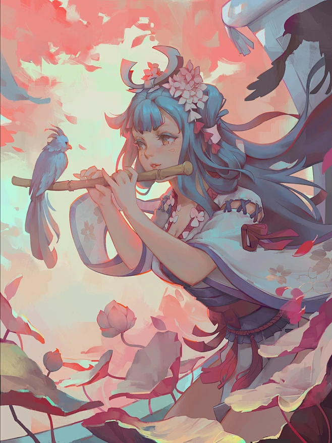 chen-chen-flower-and-bird-roll-1图片_插画图片素材-花瓣网