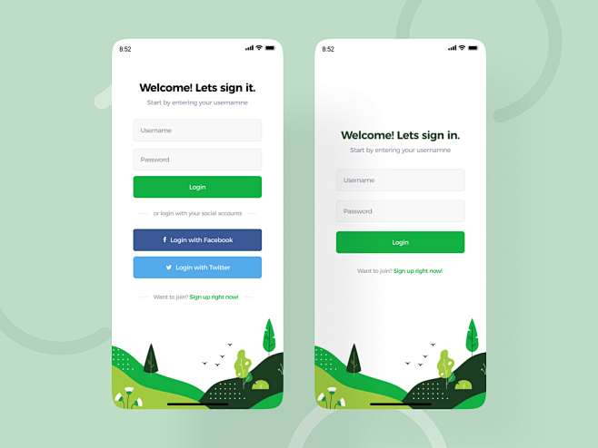 Sign In App - Nature Theme login nature ui app sign in