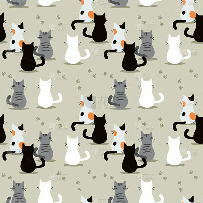 Cute cat seamless pattern.