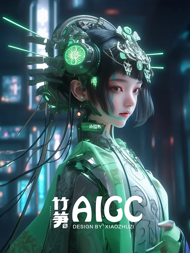 【AIGC】3D国风赛博少女| Midjourney-花瓣网