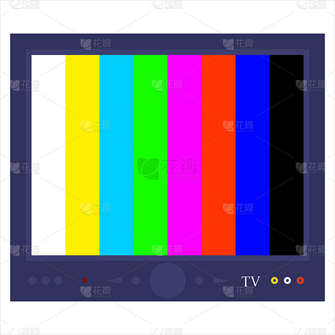 Colored vertical stripes on the TV screen.