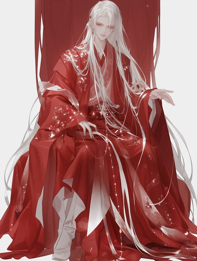 红衣白发古风男立绘 - 小红书-花瓣网