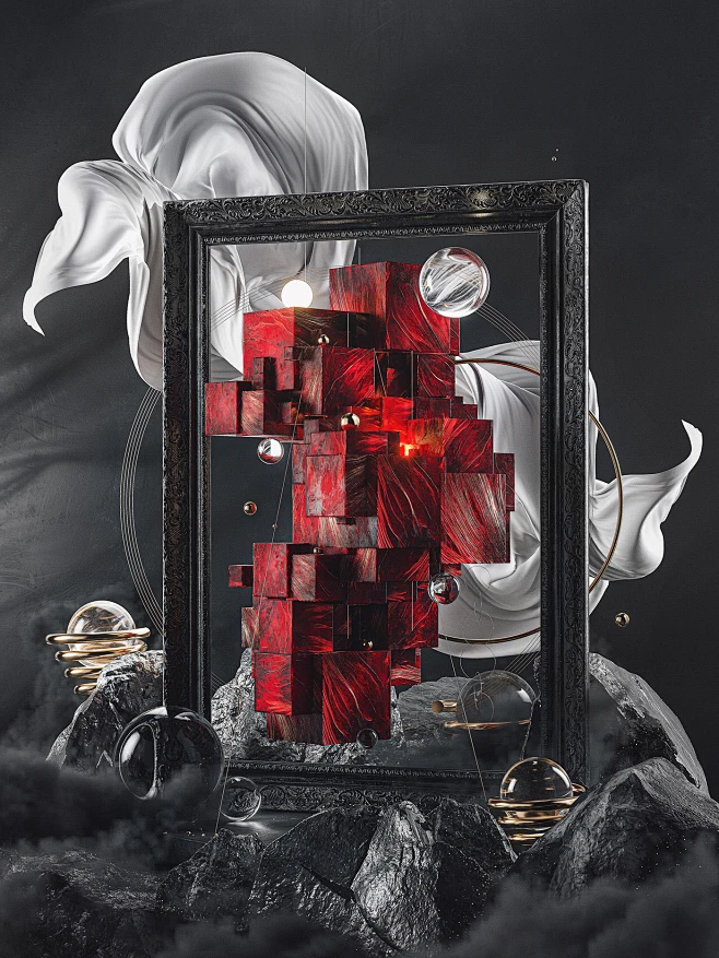 3D 3dart abstract ArtDirection artwork c4d cinema4d octane Render texture-花瓣网