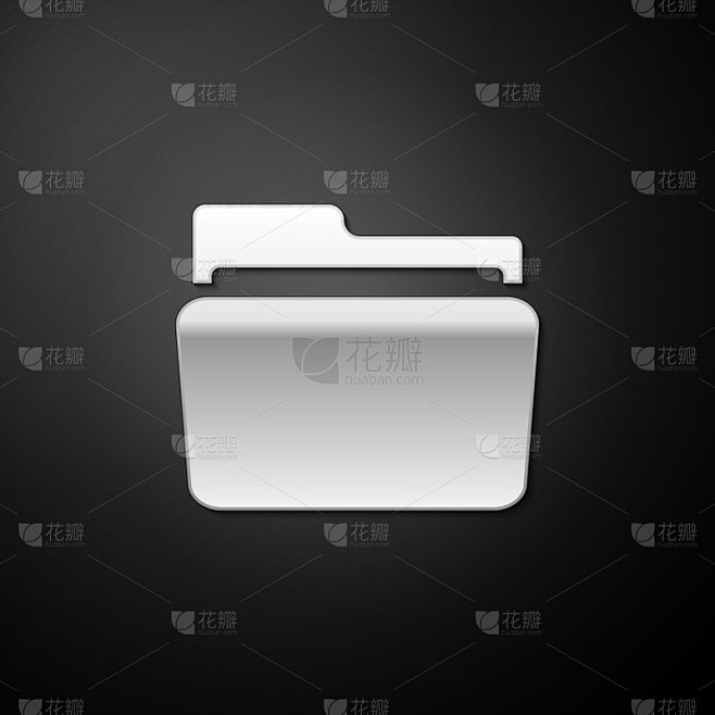 Silver Folder icon isolated on black background. L