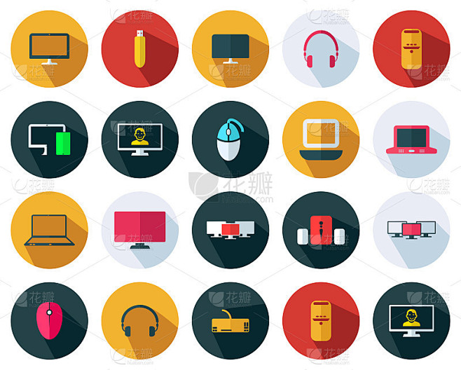 Computer sign icon set - Vector computer accessori