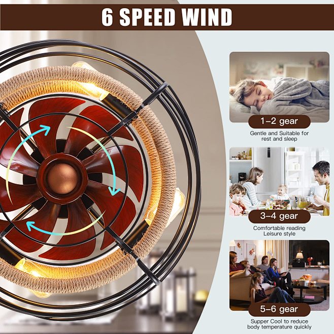 Amazon.com: SHIHOT 20in Farmhouse Cage Ceiling Fans with Lights and ...