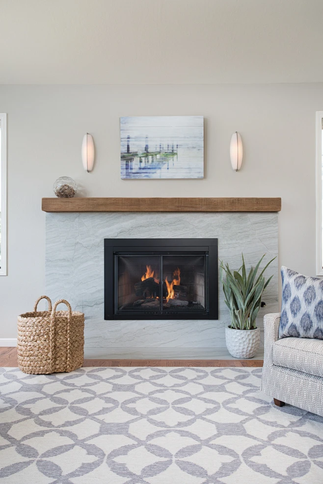 Mid-sized transitional open concept light wood floor living room photo ...