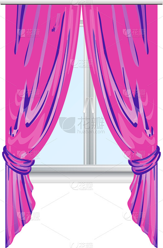 pink window curtain icon cartoon style