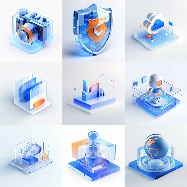 tellurion icon, 3Dicon, frosted glass texture, transparent glass ...