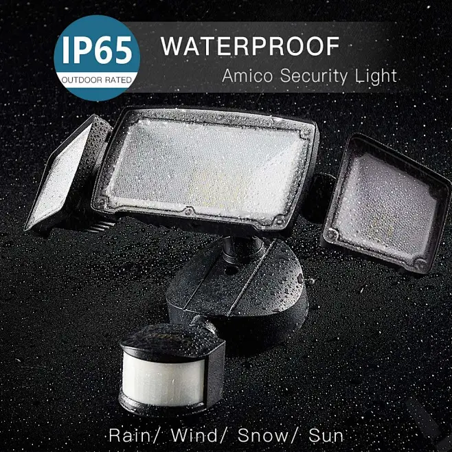 Amico 39W 3-Head LED Security Lights Motion Outdoor, Motion Sensor ...