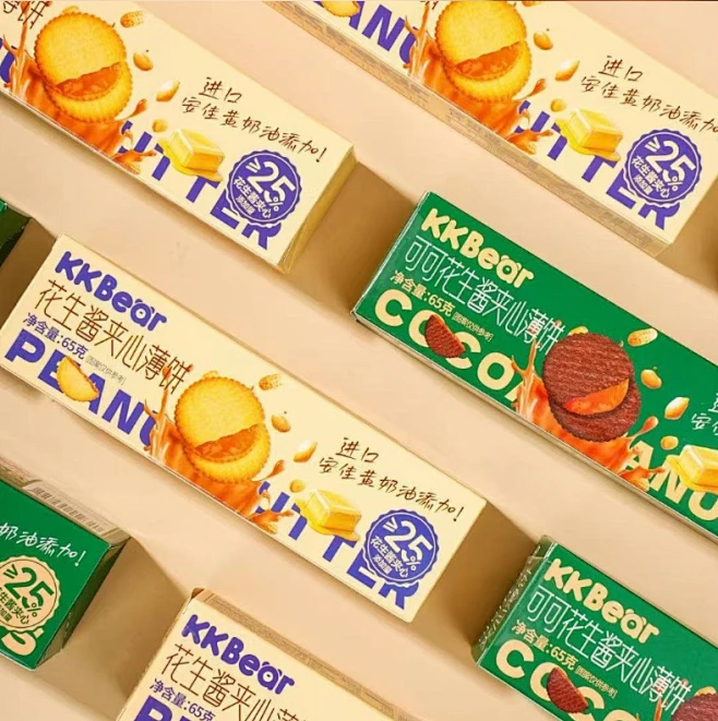 KKBear可可花生酱夹心薄饼65g盒装休闲酥脆下午茶点心零食解馋批-花瓣网