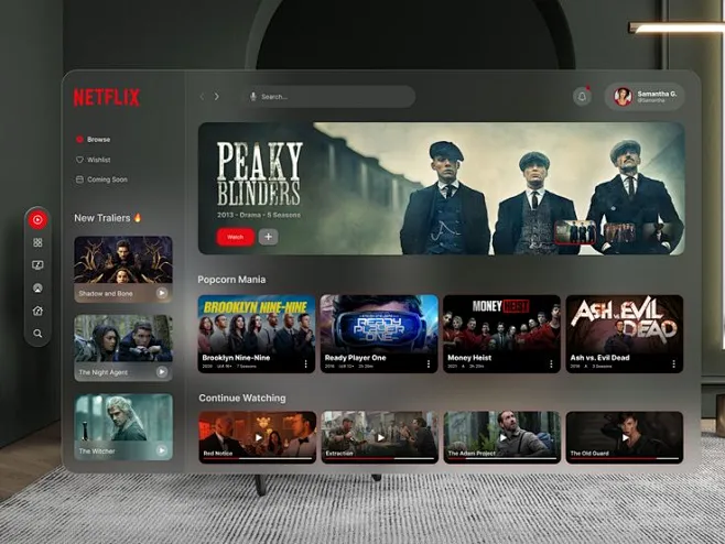 Netflix UI Apple Vision Pro _ Spatial UI-花瓣网