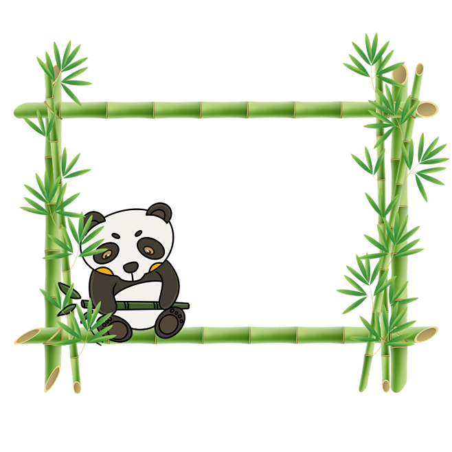 千库网_低头拿竹子的熊猫竹子花卉边框_元素编号13301796