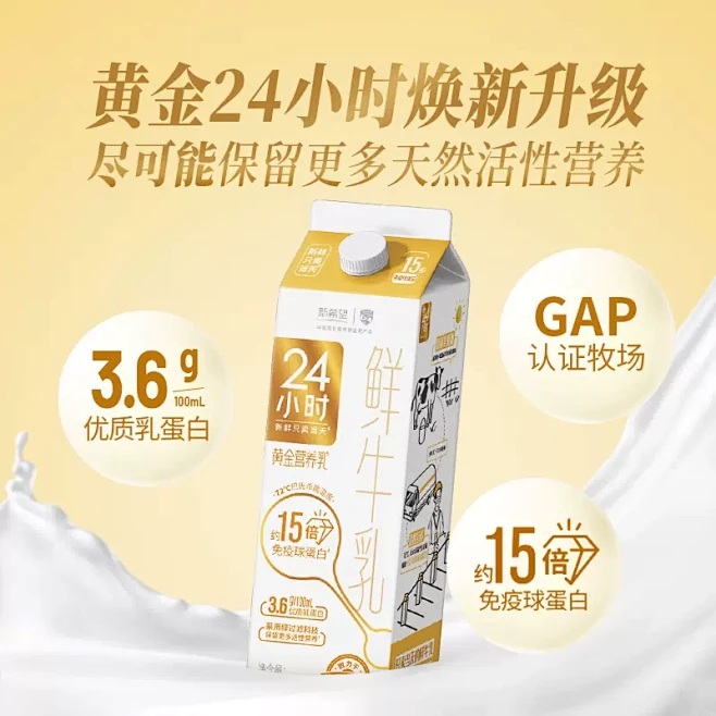 【鲜奶每日上门配送】鲜牛奶新希望华西黄金24小时鲜牛乳950ml-tmall.com天猫-花瓣网