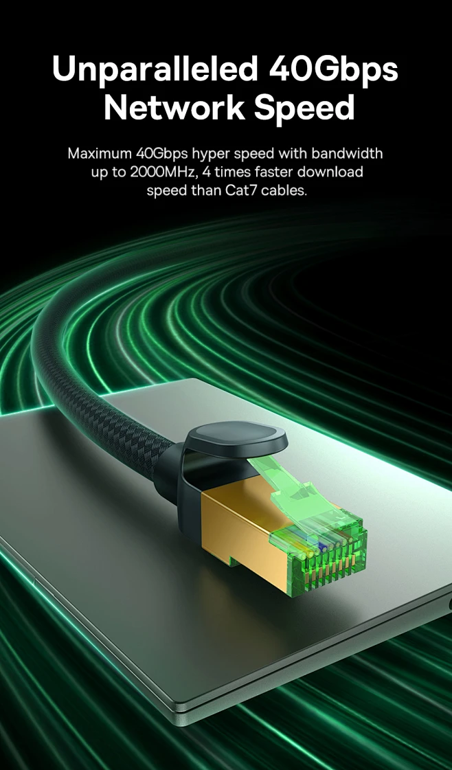 54.66HKD 30% OFF|Baseus CAT8 Ethernet Cable High Speed 40Gbps 2000MHz ...