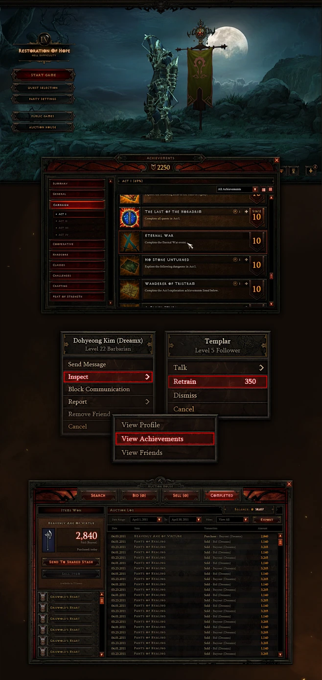 Diablo III UI Art & Design : The design, layout and art of the front ...