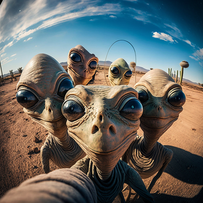 a selfie group of aliens from area 51
