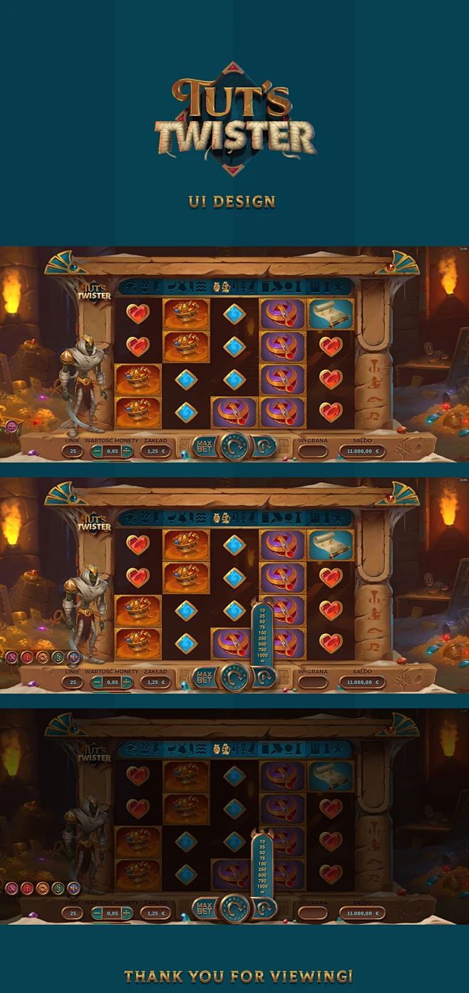 Tut's Twister UI Design : Tut's Twister slot game by Yggdrasil Gaming-花瓣网
