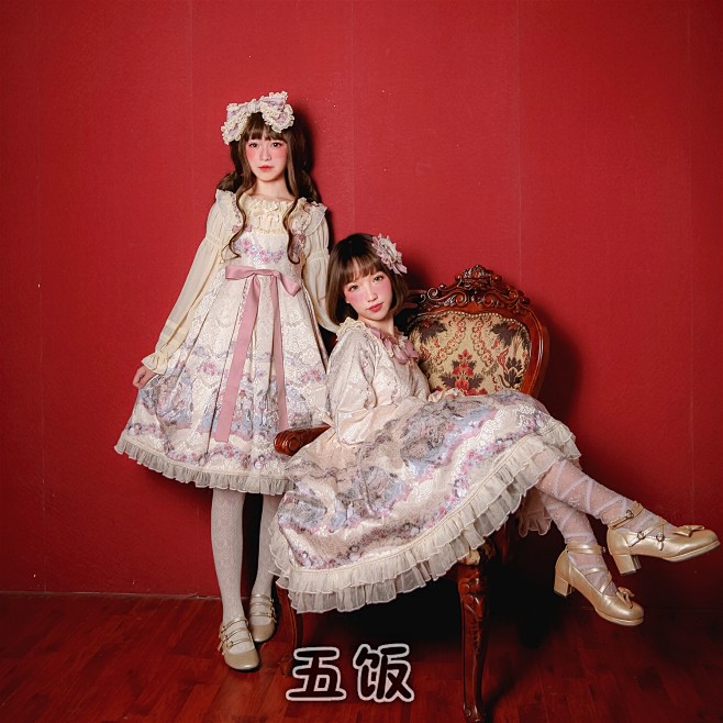 【五飯】摇篮曲奶油金-小高腰jsk背带裙lolita连衣裙lo裙-淘宝网