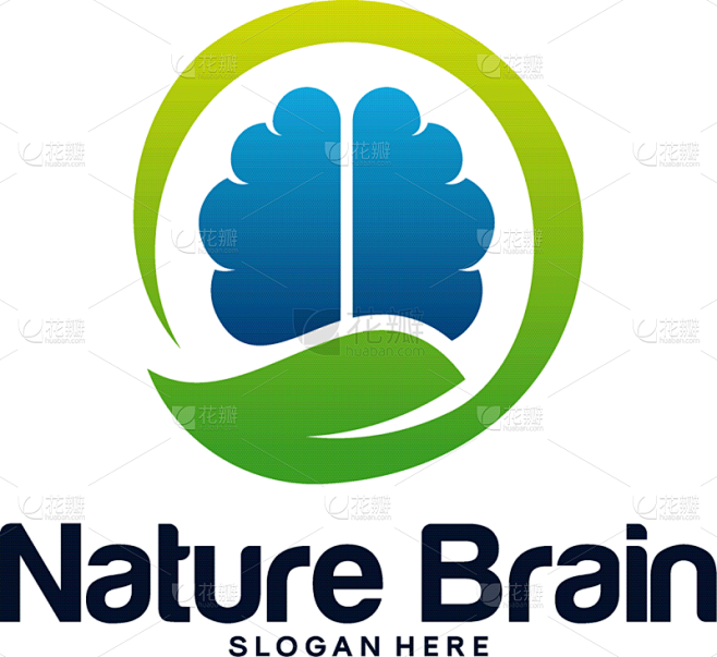 nature brain logo designs concept nature mind