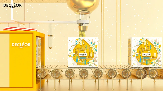 cosmetics Decleor octane c4d animation CGI Christmas factory 3D motion ...